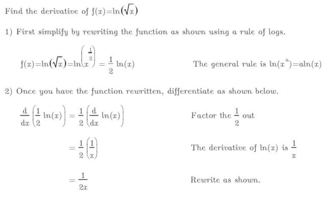 derivative of ln(sqrt(x)) – Calculus Coaches