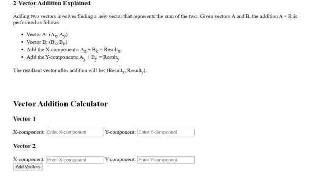 Interactive Vector Addition Calculator: Master Vector Math Step-by-Step | Calculus Coaches
